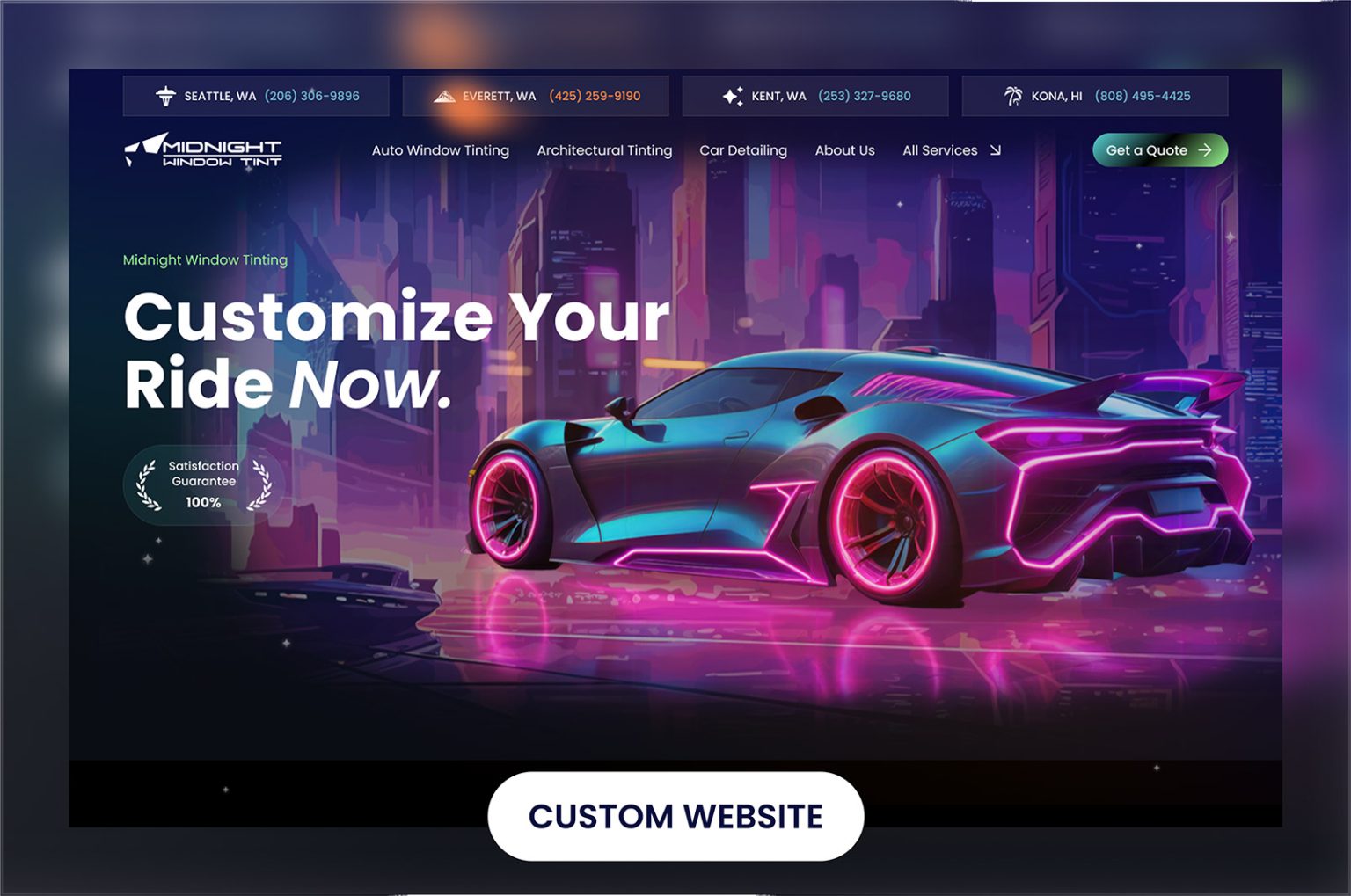Midnight Window Tint: Custom Website — New Light Digital